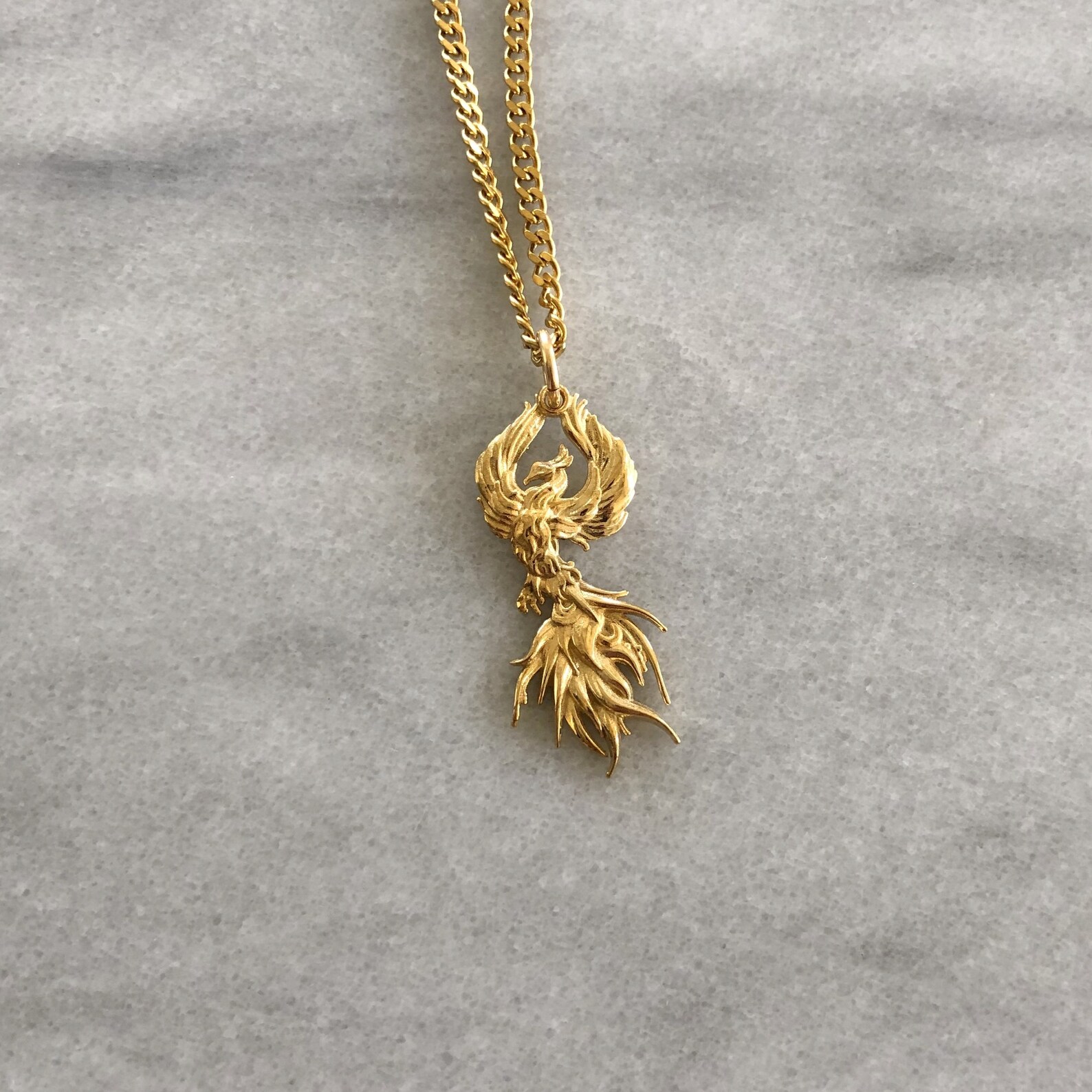 Gold Phoenix Necklace 14k Solid Gold Phoenix Pendant - Etsy