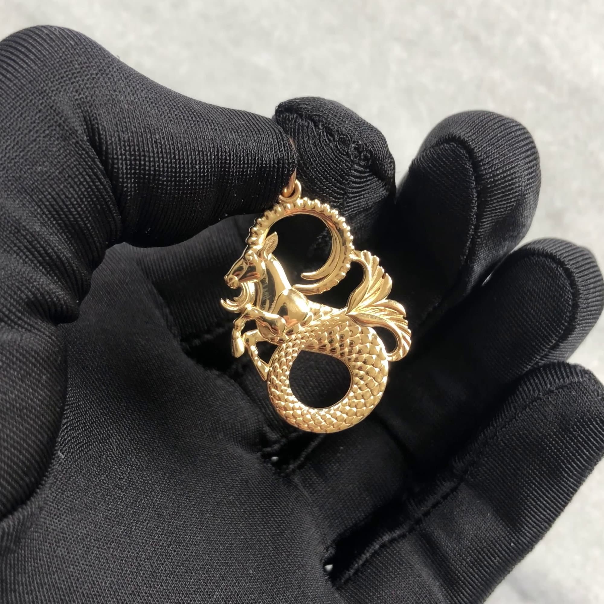 Gold Capricorn Pendant 14k Solid Capricorn Necklace - Etsy