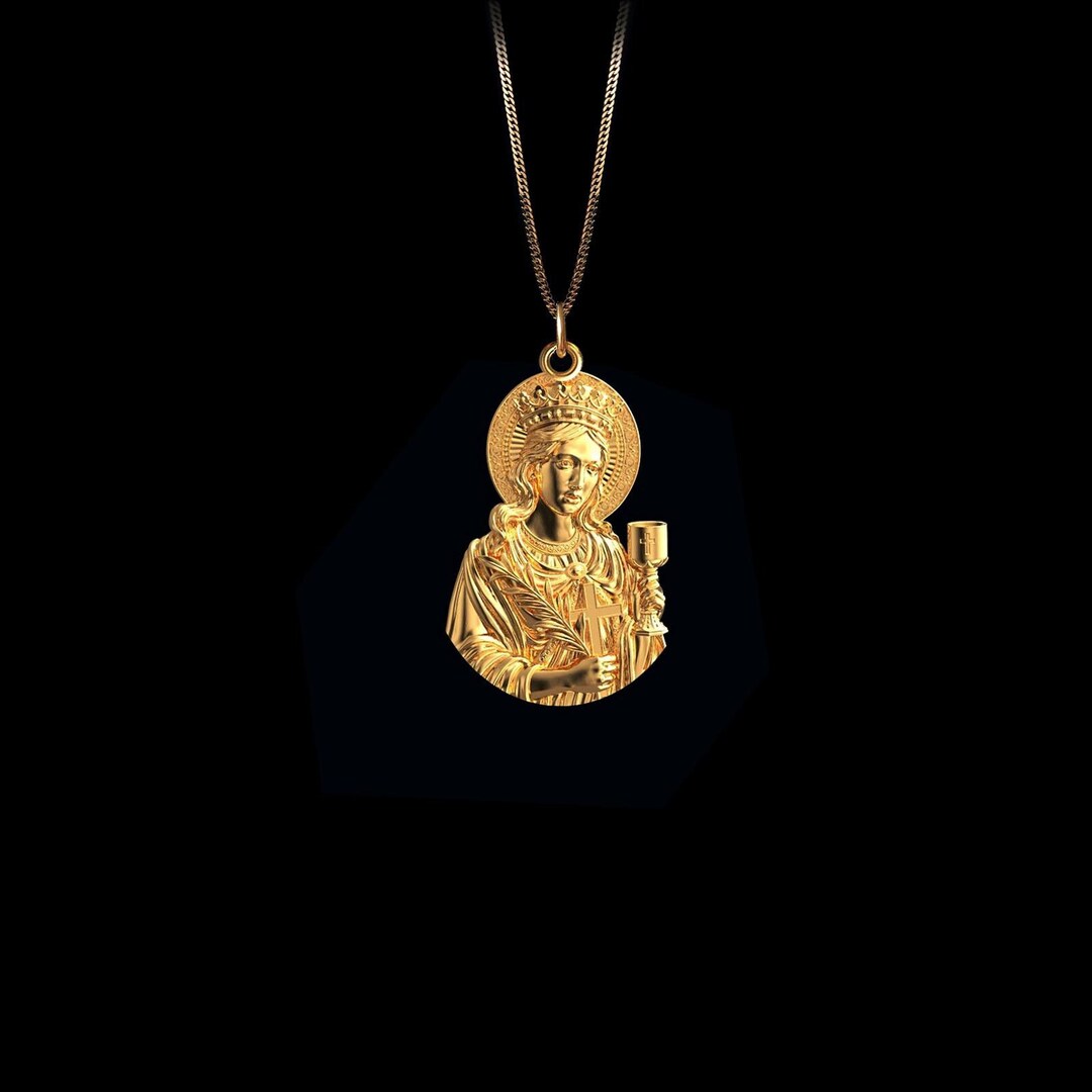 MINI St Barbara Pendant 24.5 Mm St Barbara Necklace - Etsy