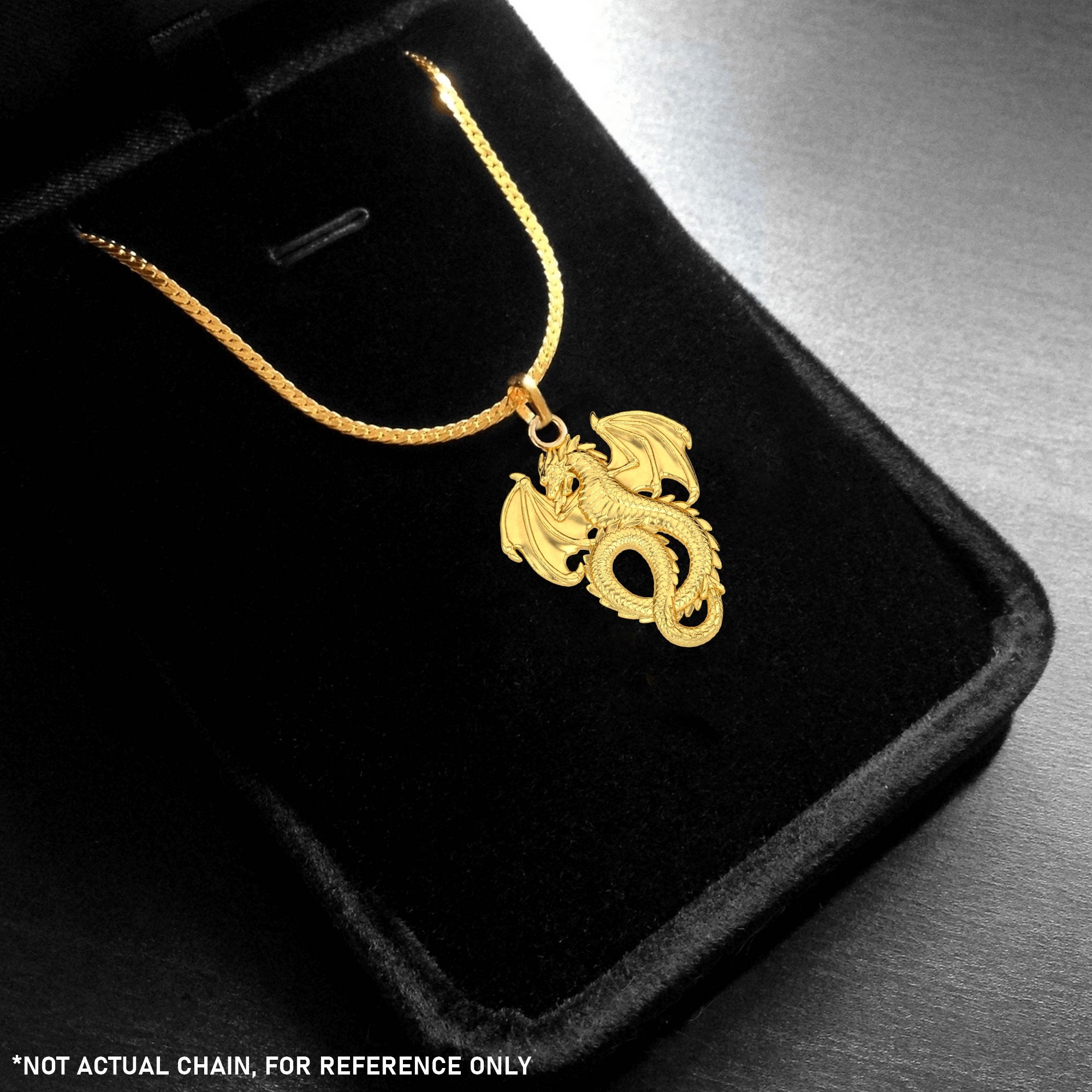 Gold Dragon Pendant 14k Solid Gold Dragon Necklace Dragon - Etsy
