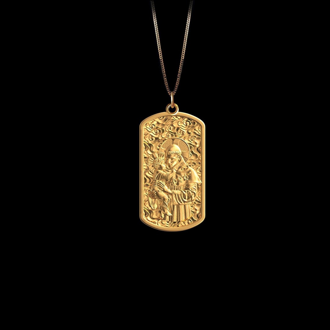 Gold St Anthony Tag Pendant - Made in USA - Etsy