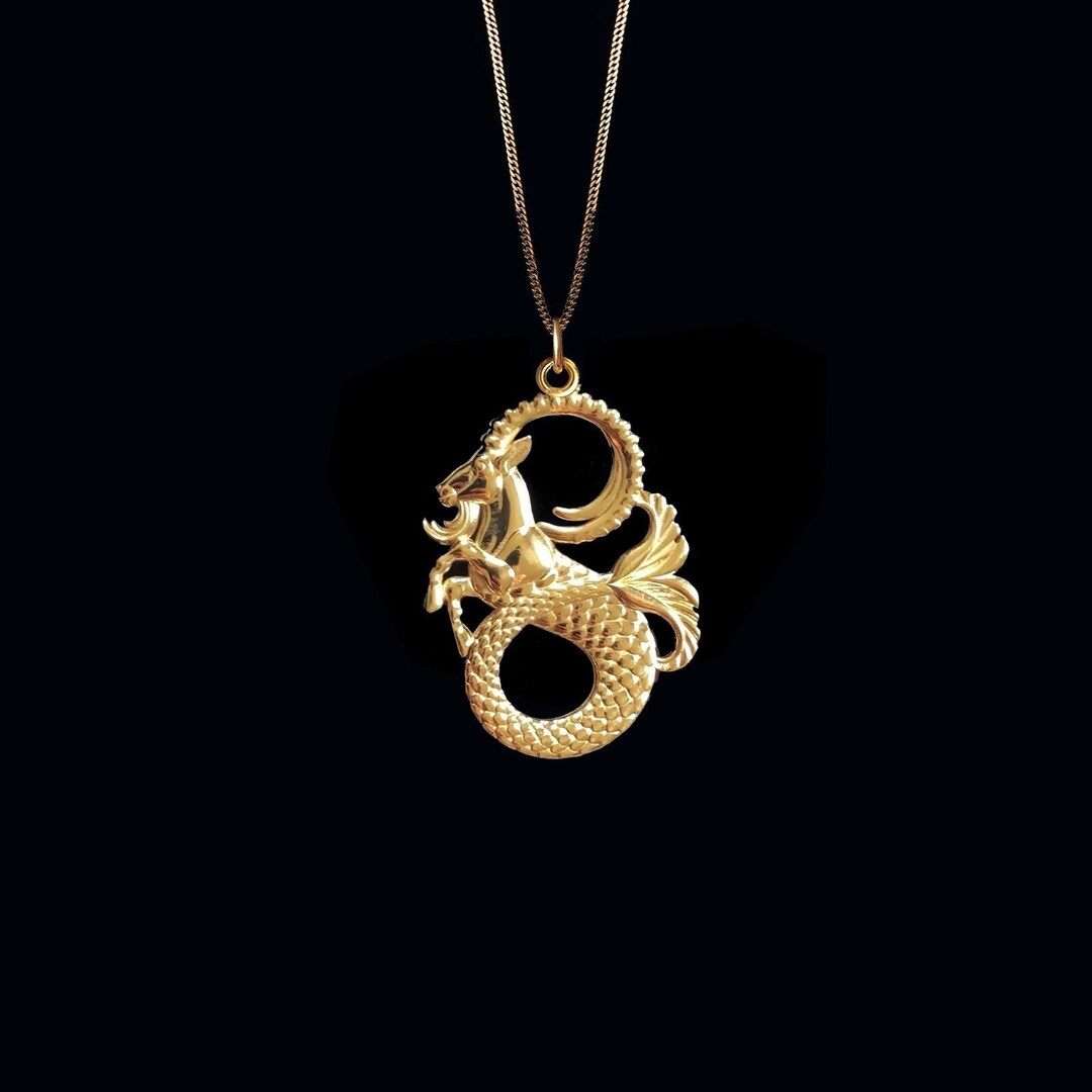 Gold Capricorn Pendant 14k Solid Capricorn Necklace, Capricorn Zodiac ...