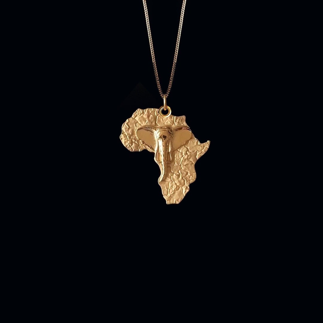 MINI Africa Map Necklace in 14k Yellow Gold 23 Mm Gold Africa Map ...