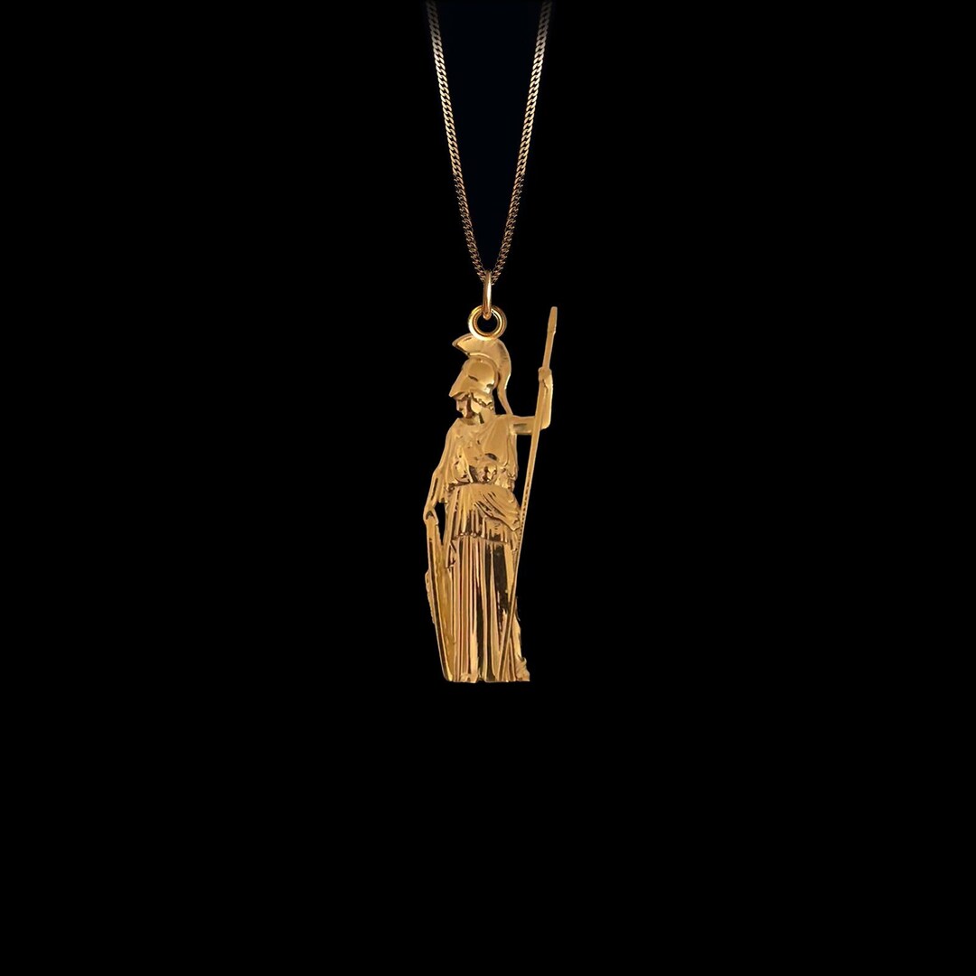Gold Athena Pendant 14k Solid Gold Goddess Athena Necklace, Greek ...