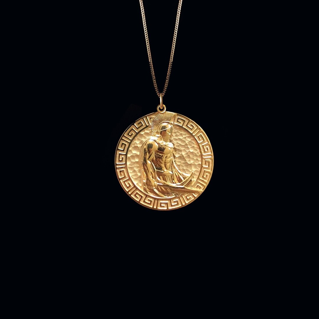 Gold Spartan Pendant 14k Solid Gold Spartan Necklace - Etsy