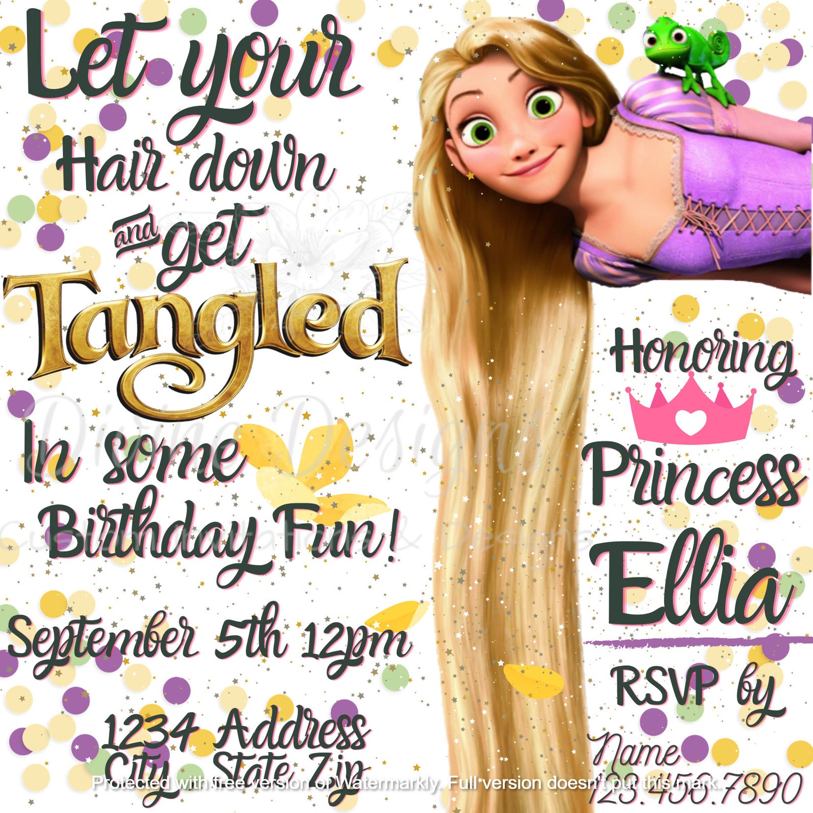 Rapunzel Birthday Invitation Editable - Etsy