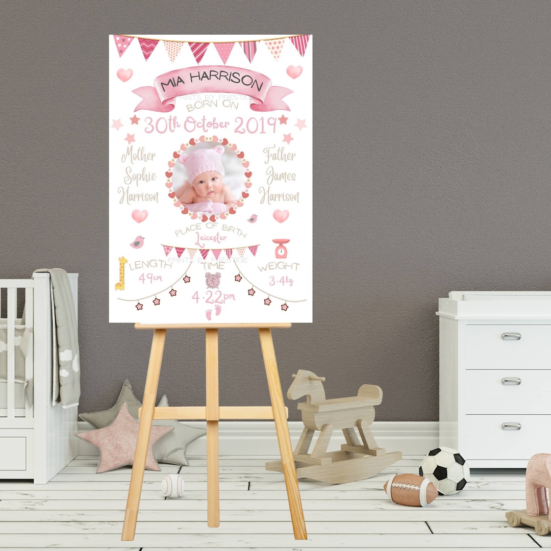Personalised Baby Birth Details, Foam Board Material. Signs, Vinyl ...