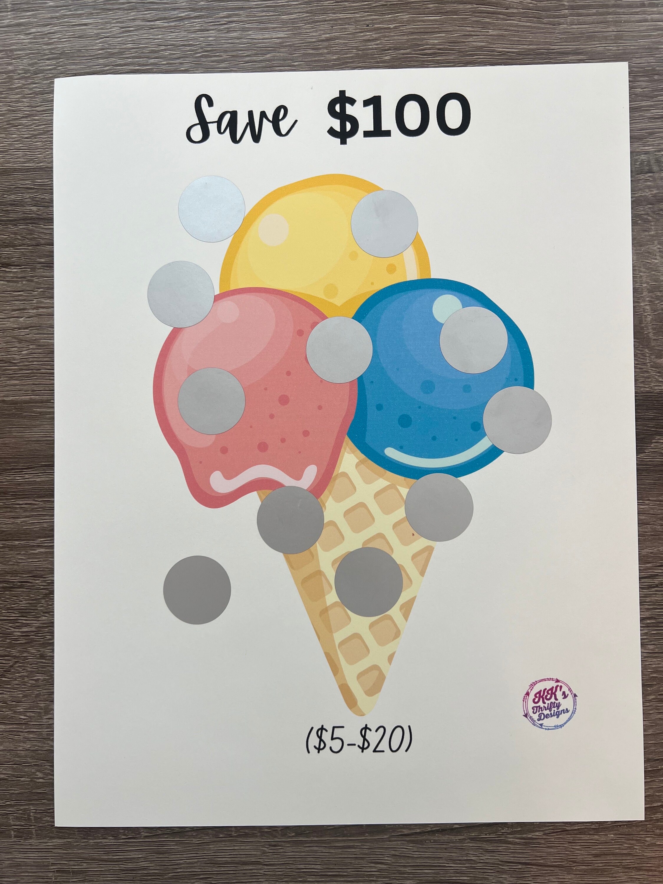 Mystery Ice Cream Money Challenge Scratch Offs - Etsy