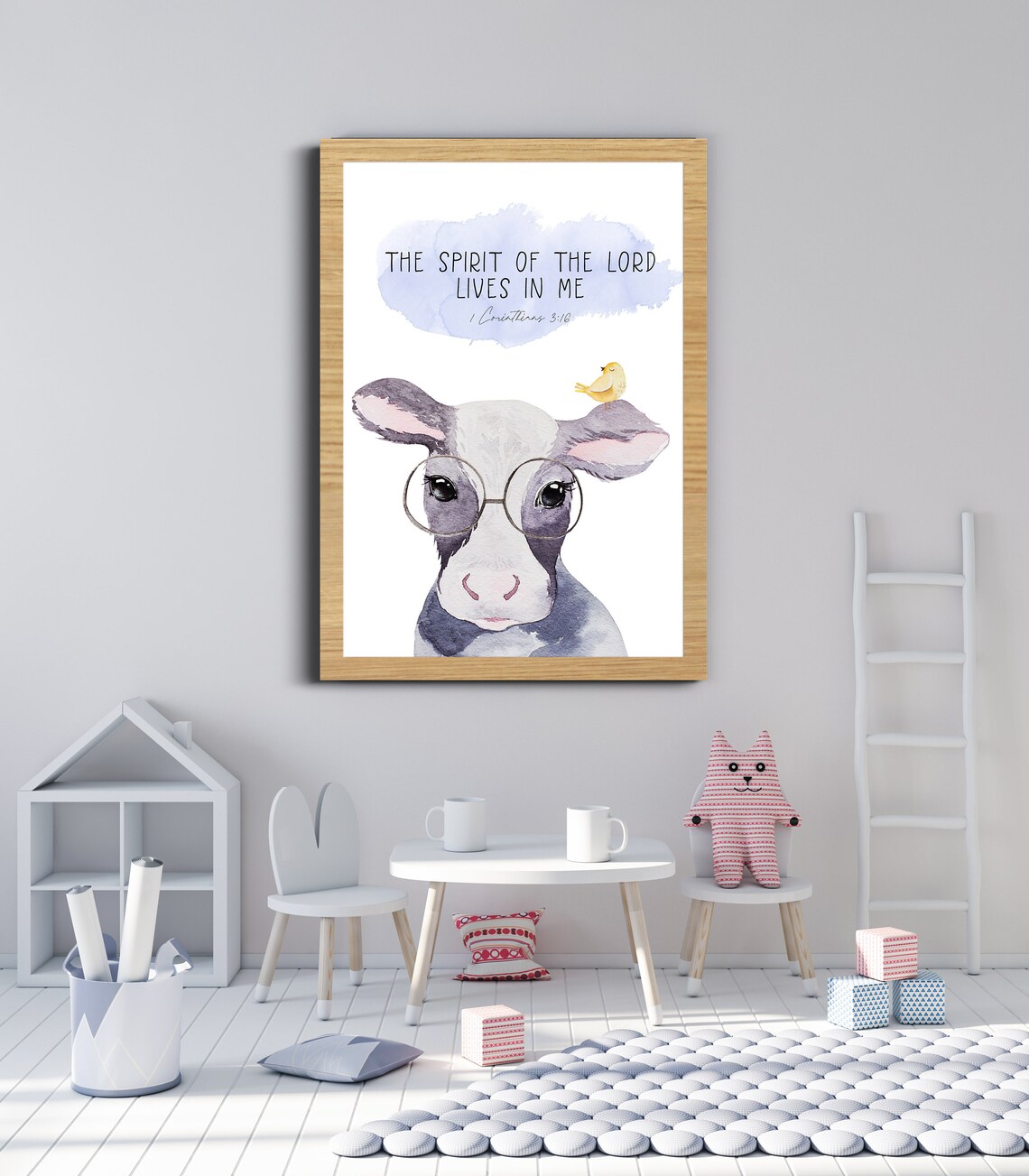 Cow Bible Verse Wall Art, Church Nursery Decor, Scripture Wall Art ...