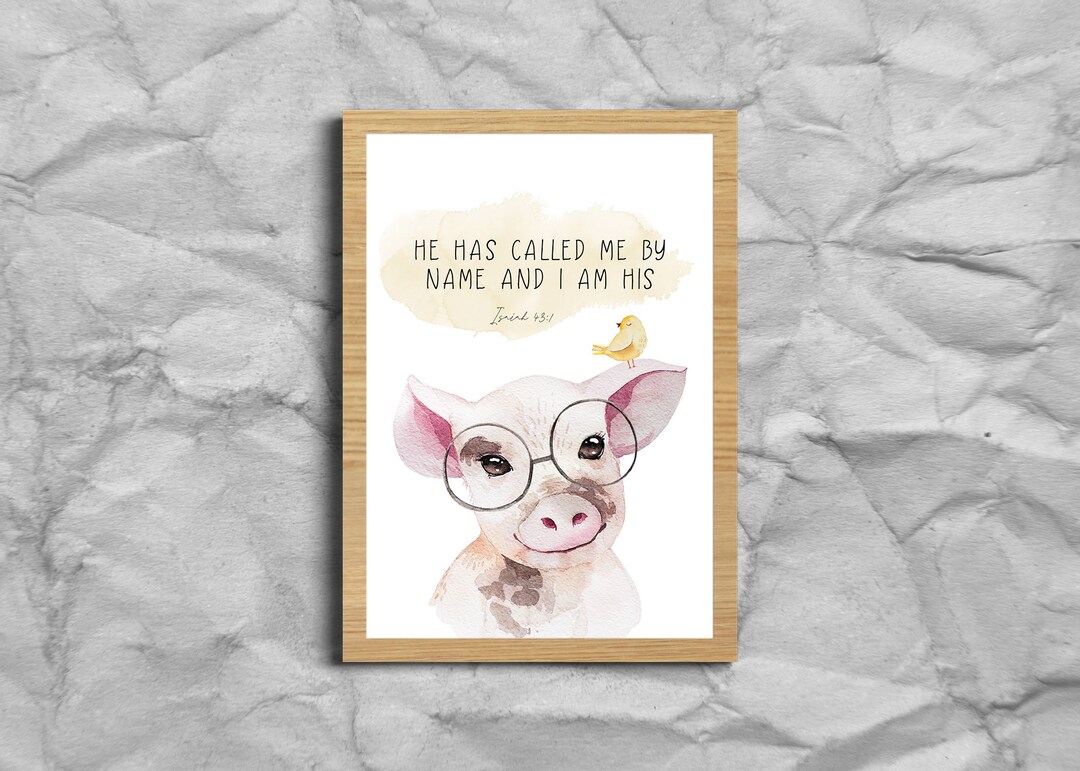 Pig Bible Verse Wall Art, Farm Nursery Decor, Scripture Wall Art ...