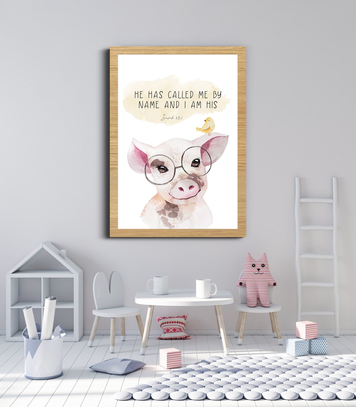 Pig Bible Verse Wall Art, Farm Nursery Decor, Scripture Wall Art ...