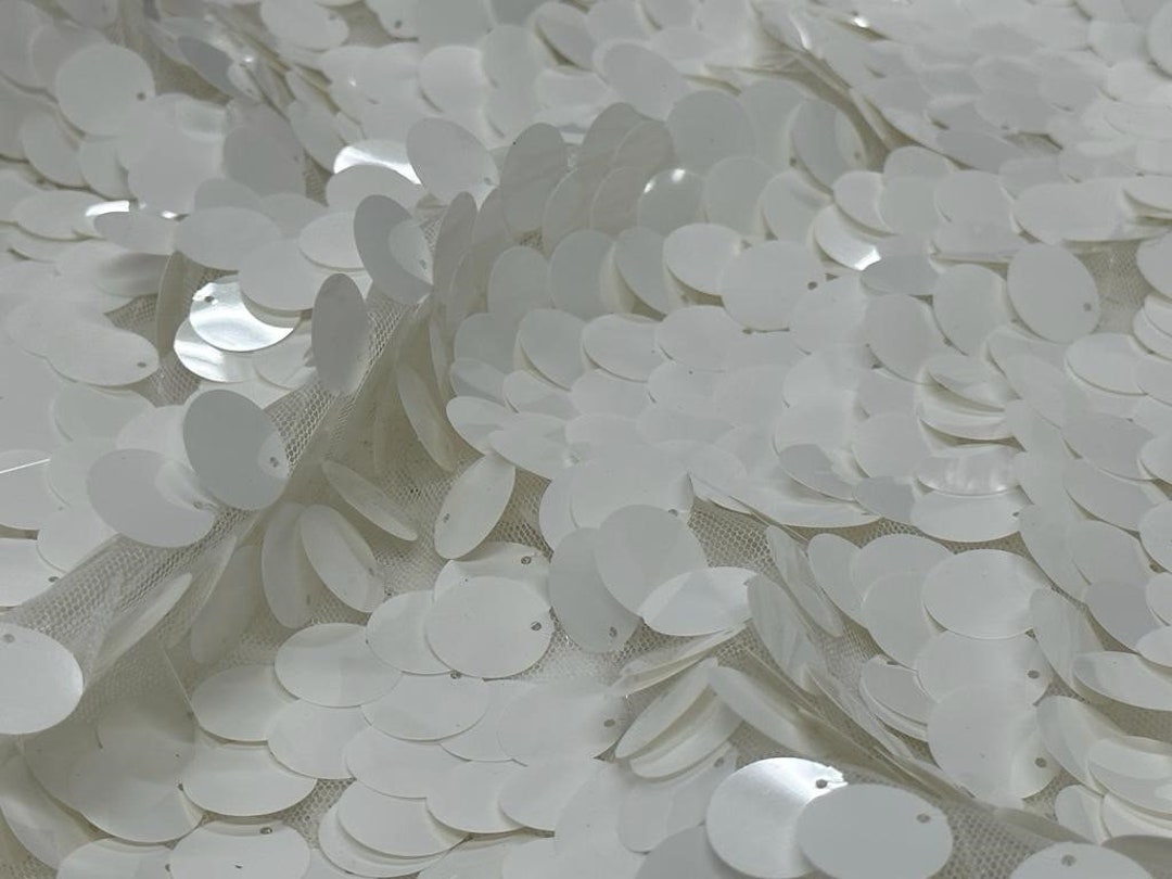 White (18MM) Sequins, Big Sequins, Paillettes, 59", Backdrop, Drapery ...