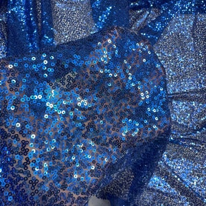 Royal Blue Mesh Sequins, All Over 3mm Sequins on Mesh, 59/60", by the ...