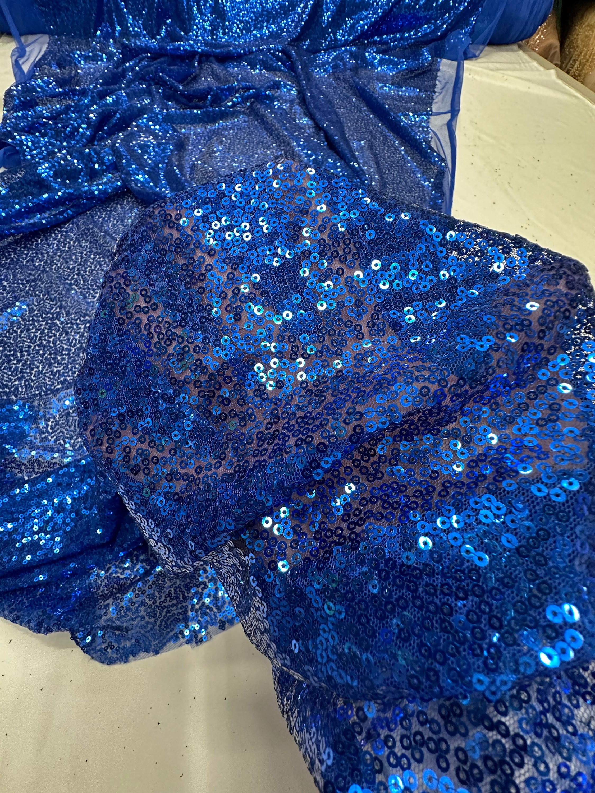 Royal Blue Mesh Sequin Fabric, 3mm Sequins, 59/60" Wide, by the Yard - Etsy