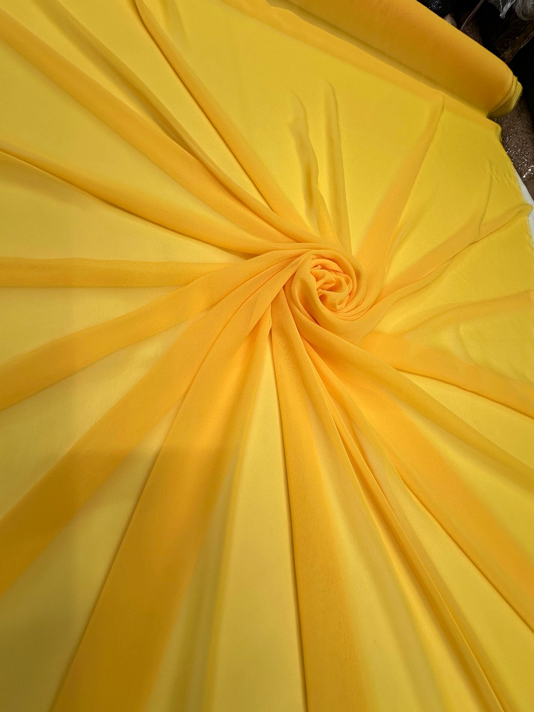 Mango Yellow Sheer Chiffon Fabric, 58/60" Wide, Polyester, Sold by the ...