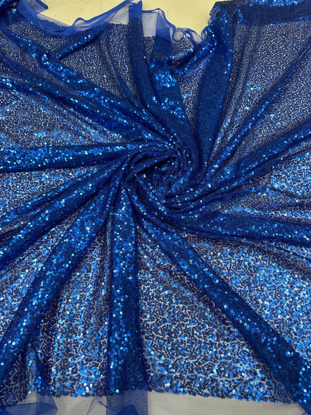 Royal Blue Mesh Sequins, All Over 3mm Sequins on Mesh, 59/60", by the ...