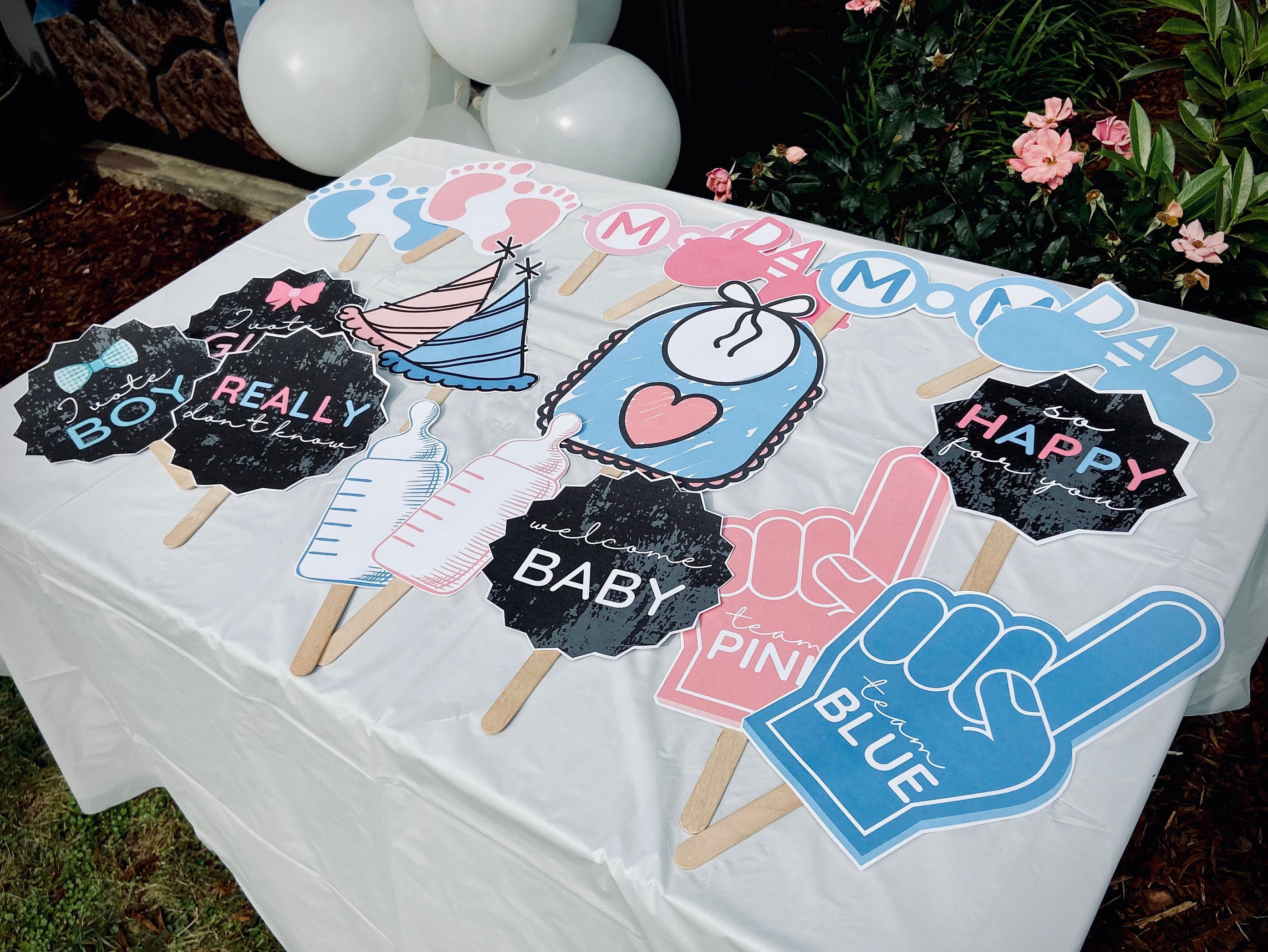 Baby Gender Reveal PDF Printable Cutout Photo Booth Props BOY or GIRL ...