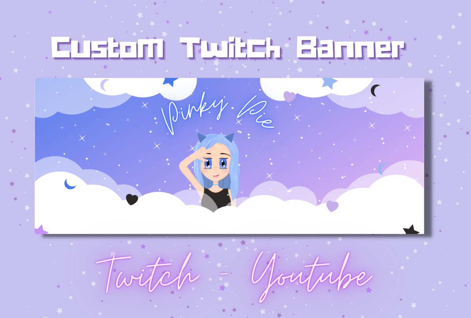 Custom Banner for your Twitch Youtube Twitter Custome Cute | Etsy