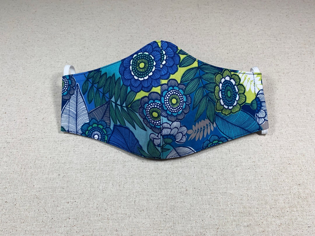 Indigo Girl 70s Retro Floral Blue Face Mask Made in USA Face - Etsy