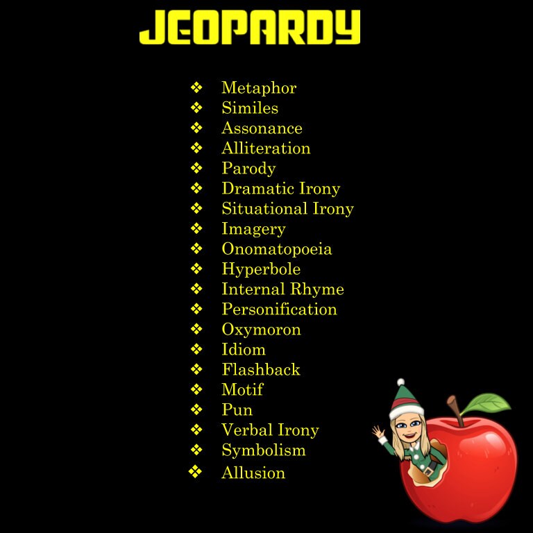 Figurative Language Jeopardy - Etsy