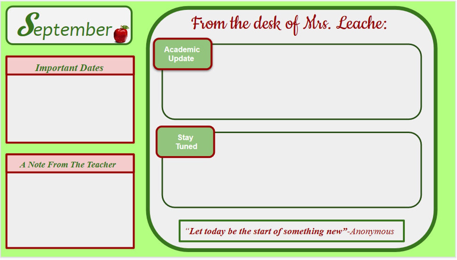 Bitmoji Classroom-september Monthly Newsletter/update (includes an ...