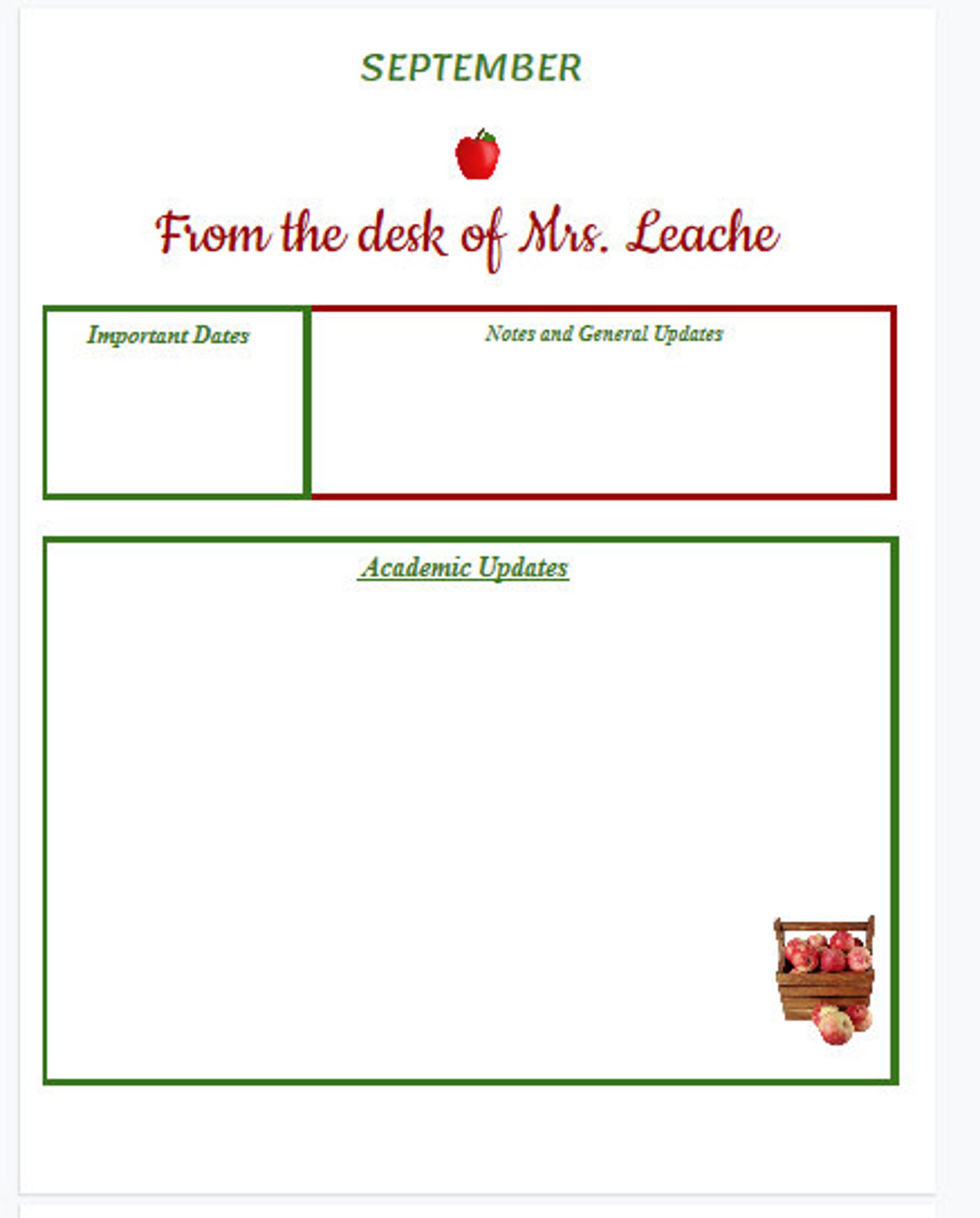 Bitmoji Classroom-september Monthly Newsletter/update (includes an ...