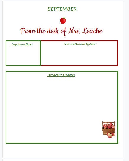 Bitmoji Classroom-september Monthly Newsletter/update (includes an ...