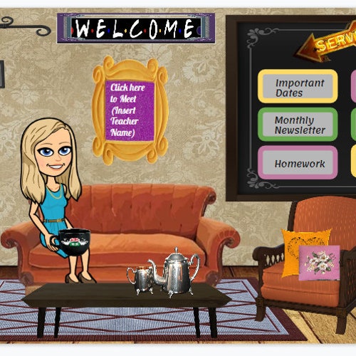 Bitmoji Virtual Classroom-f.r.i.e.n.d.s Theme - Etsy