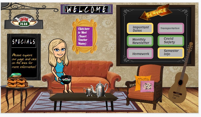 Bitmoji Virtual Classroom-f.r.i.e.n.d.s Theme - Etsy