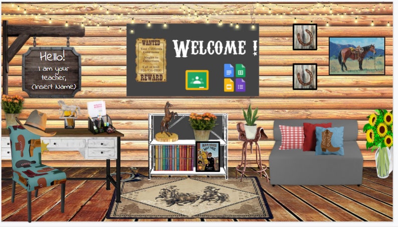 Bitmoji Virtual Classroom- Wester/horse Theme (2 Classrooms!) - Etsy