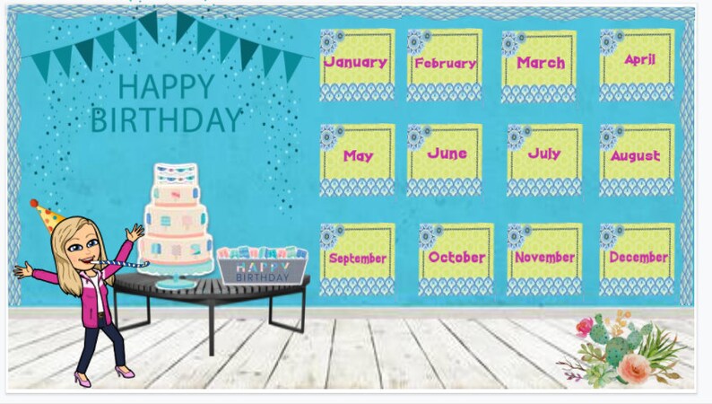 Bitmoji Virtual Happy Birthday Template-blue Harmony Theme - Etsy