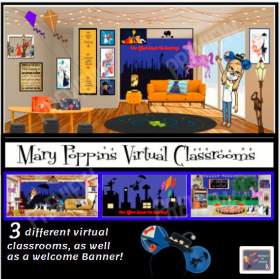 Virtual Classrooms: Mary Poppins Theme-3 Classrooms & Welcome - Etsy
