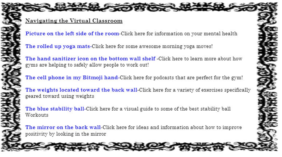 Bitmoji Virtual Classroom- Gym Theme (ALL LINKS INCLUDED!!) - Etsy