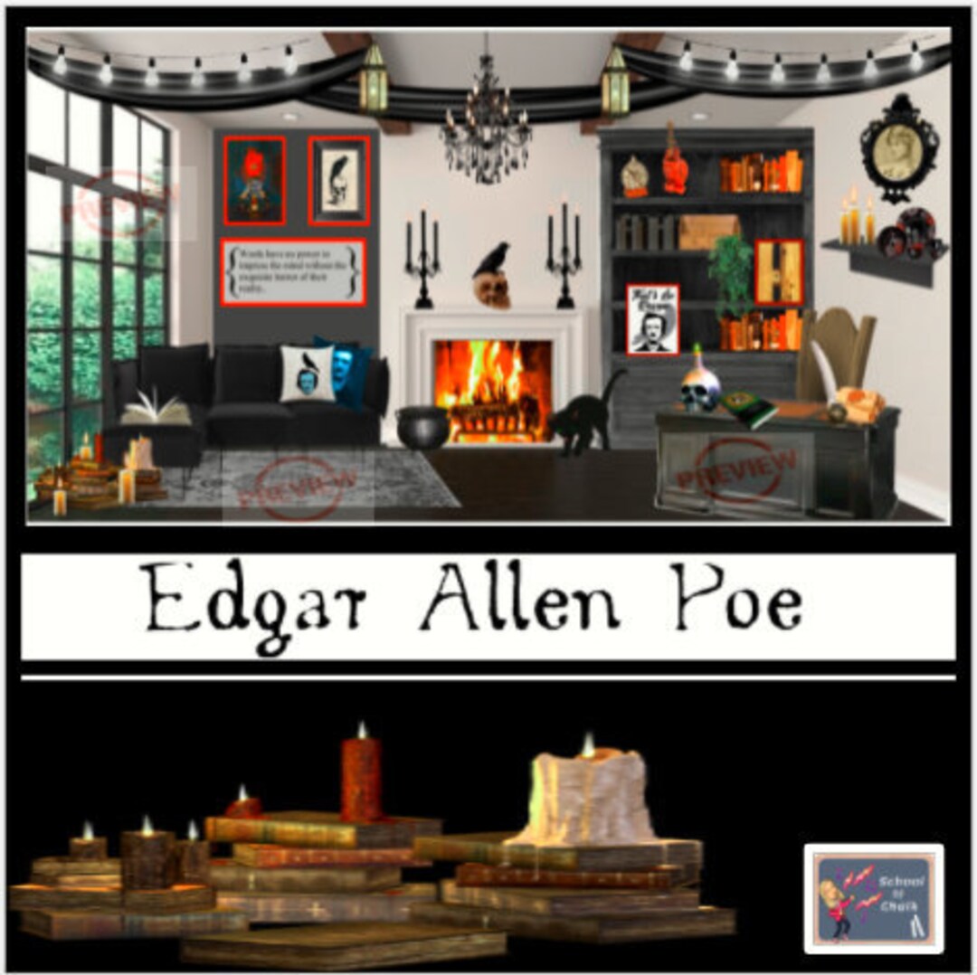 Virtual Classroom: Edgar Allen Poe Theme 2 - Etsy