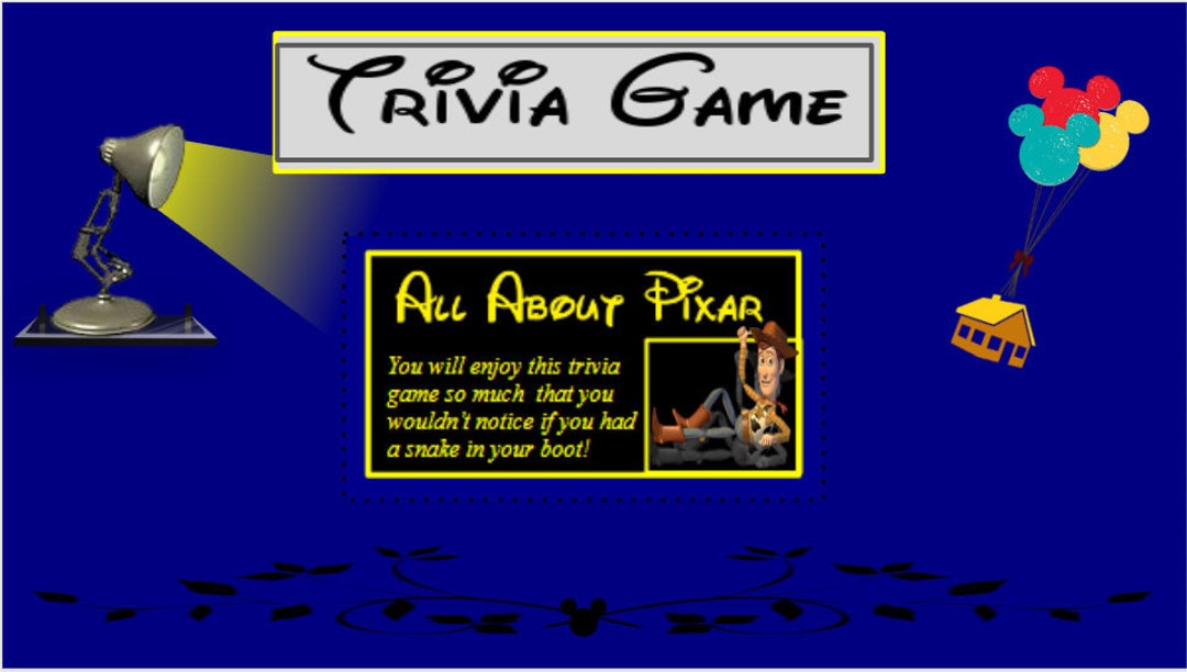 Interactive all About Pixar Theme Game - Etsy