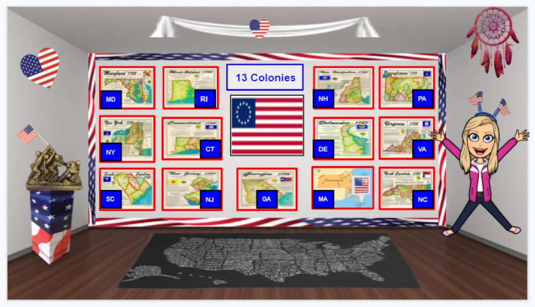 Bitmoji Virtual Classroom-13 Colonies (ALL LINKS) With an Included ...