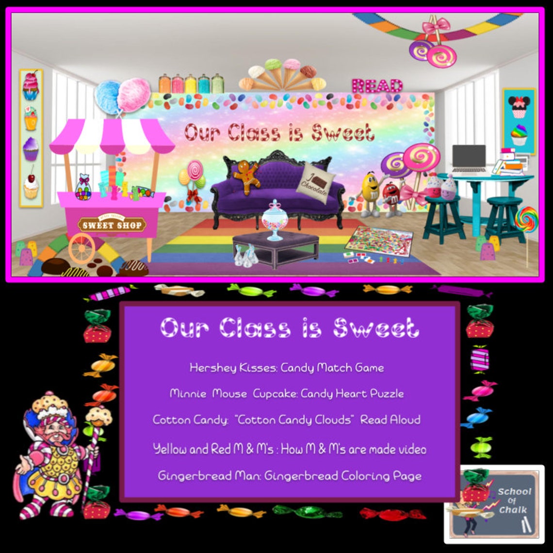 Bitmoji Virtual Classroom-candy Land Theme (inc. 5 Interactive Links ...