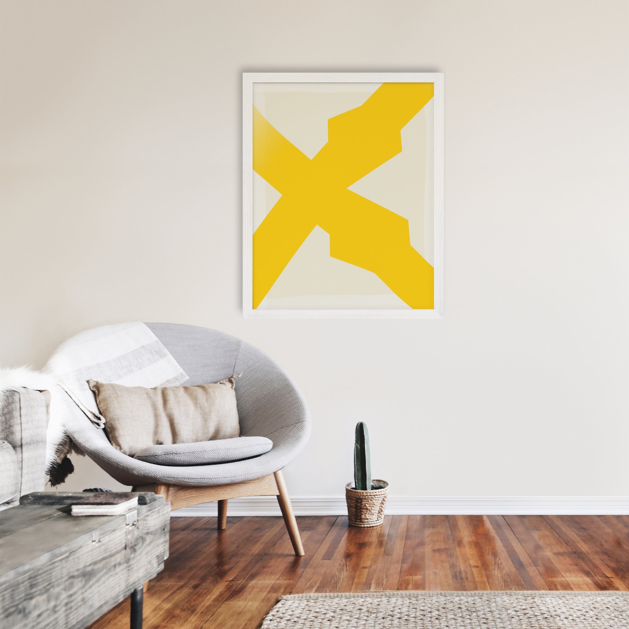 Abstract Line Art | Yellow | Painted on Canvas | PRINTABLE | Download ...