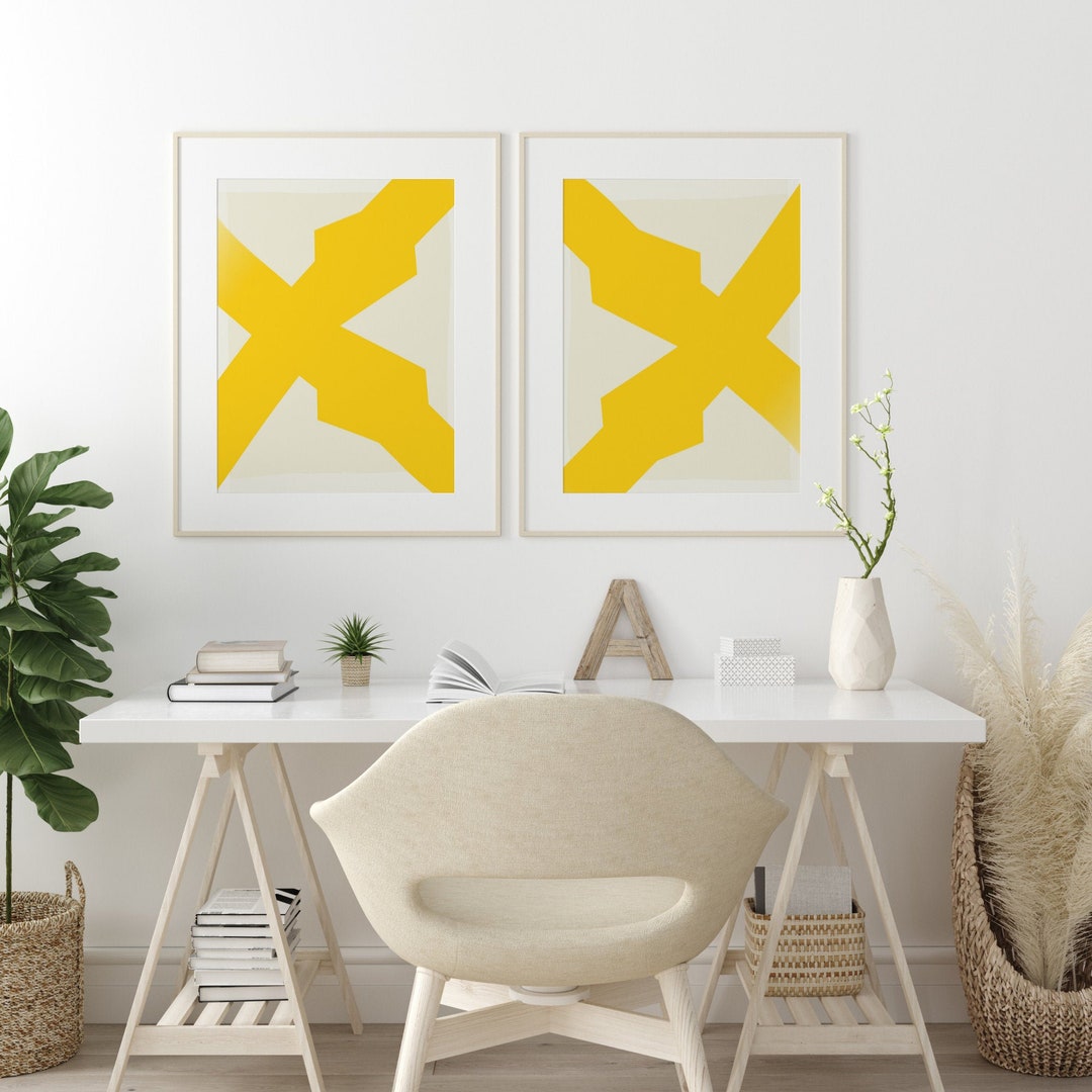 Abstract Line Art | Yellow | Painted on Canvas | PRINTABLE | Download ...