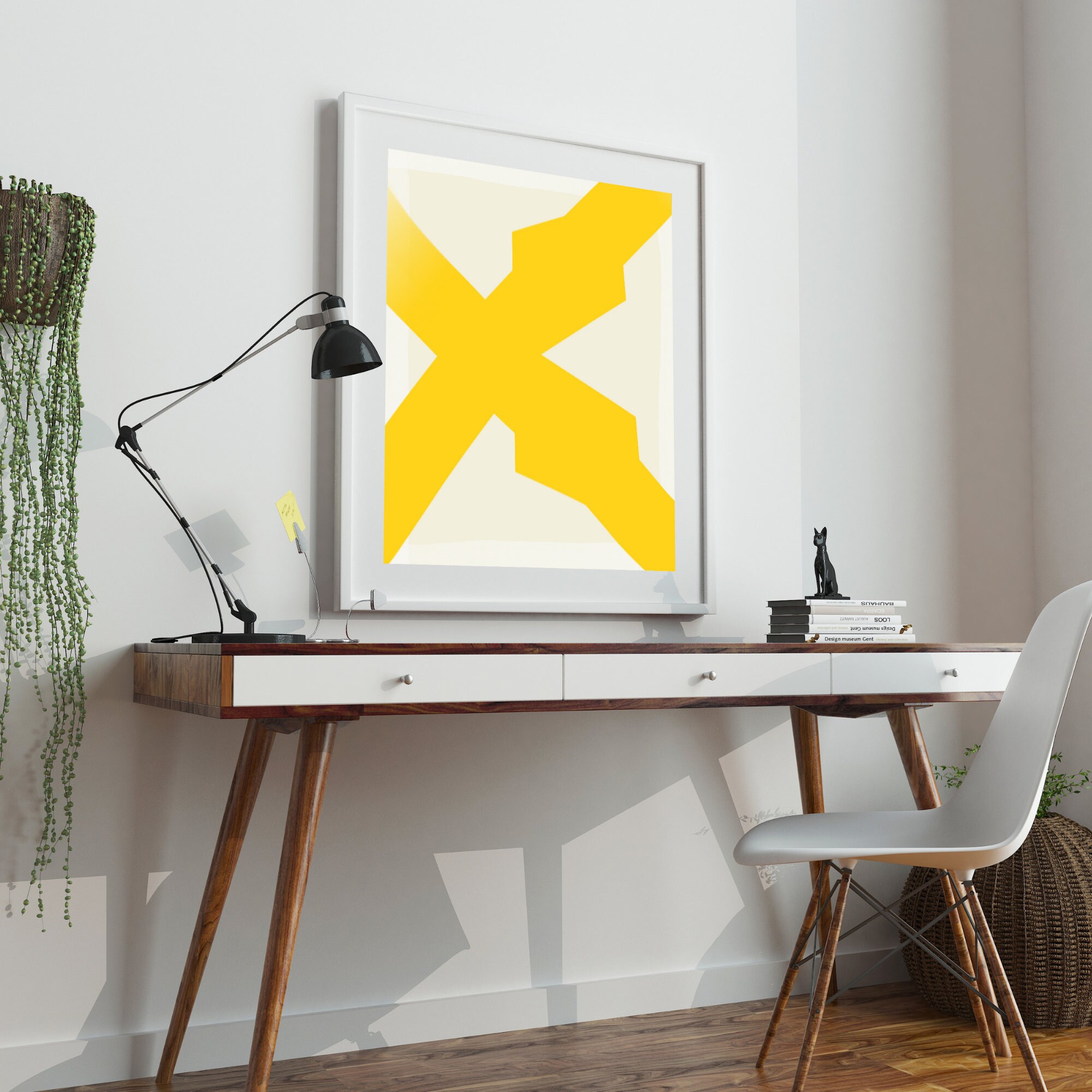 Abstract Line Art | Yellow | Painted on Canvas | PRINTABLE | Download ...