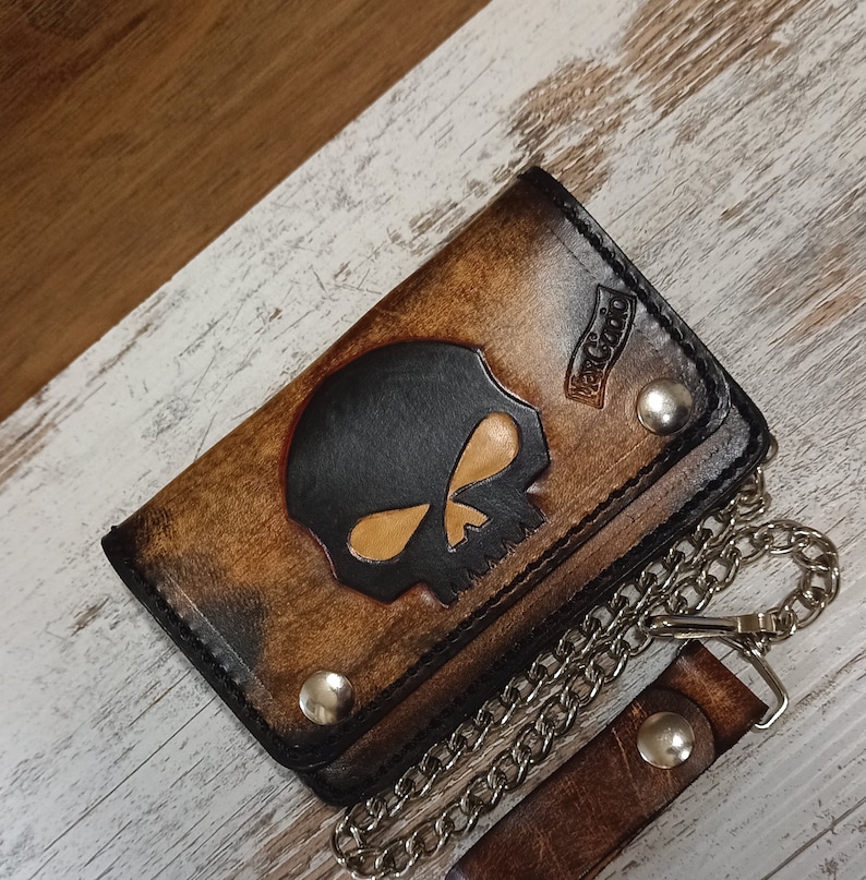 PERSONALIZED Handmade Genuine LEATHER Biker WALLET With Chain/christmas ...