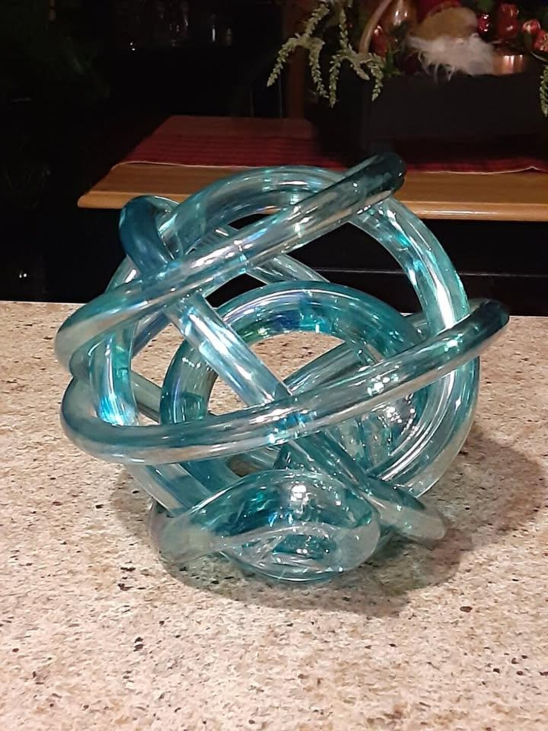 Aqua Blue Blown Glass Infinity Knot Sculpture - Etsy