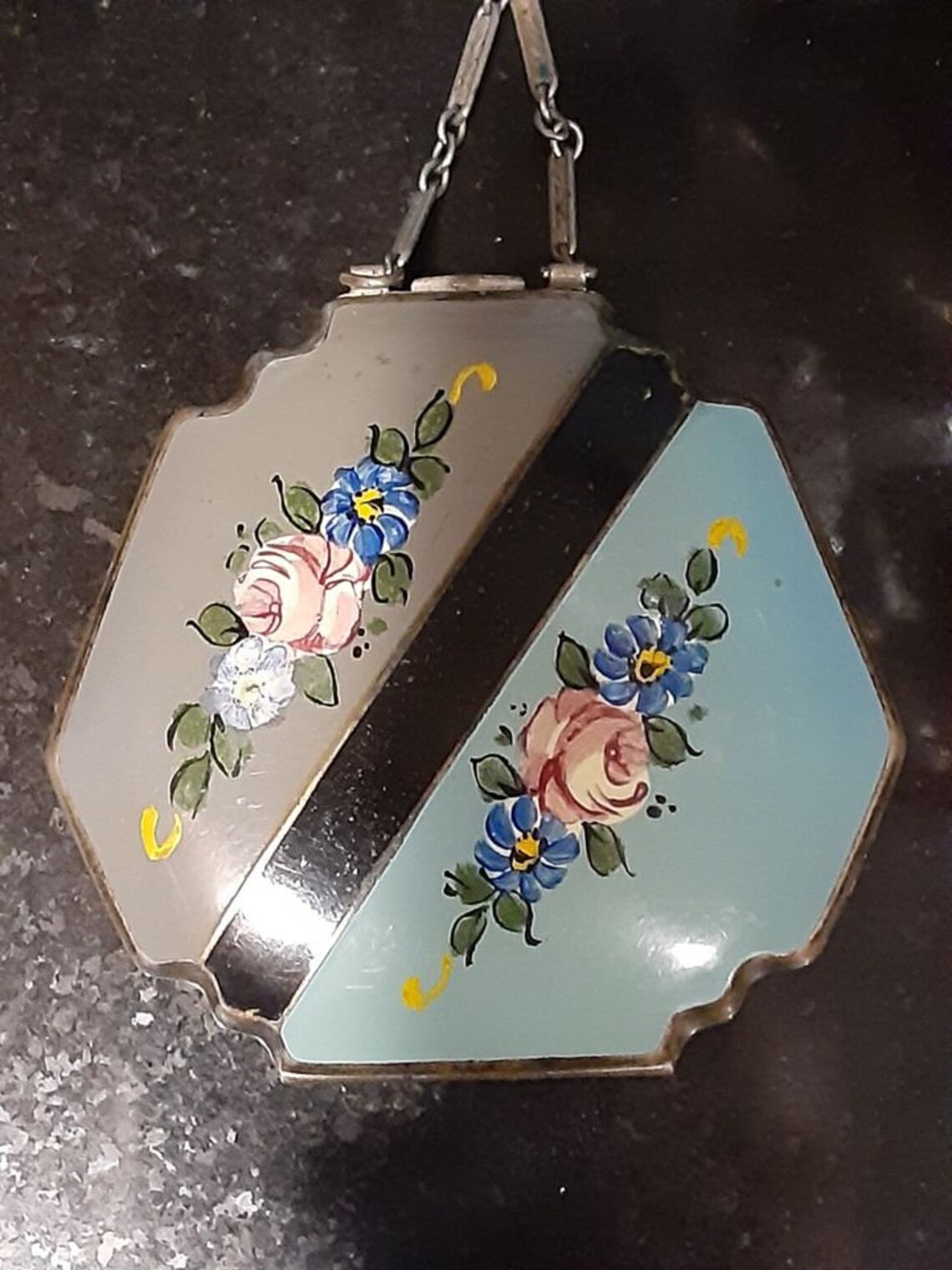 Vintage 1930's R & G Co. Hand Painted Enamel Finger Ring Compact - Etsy