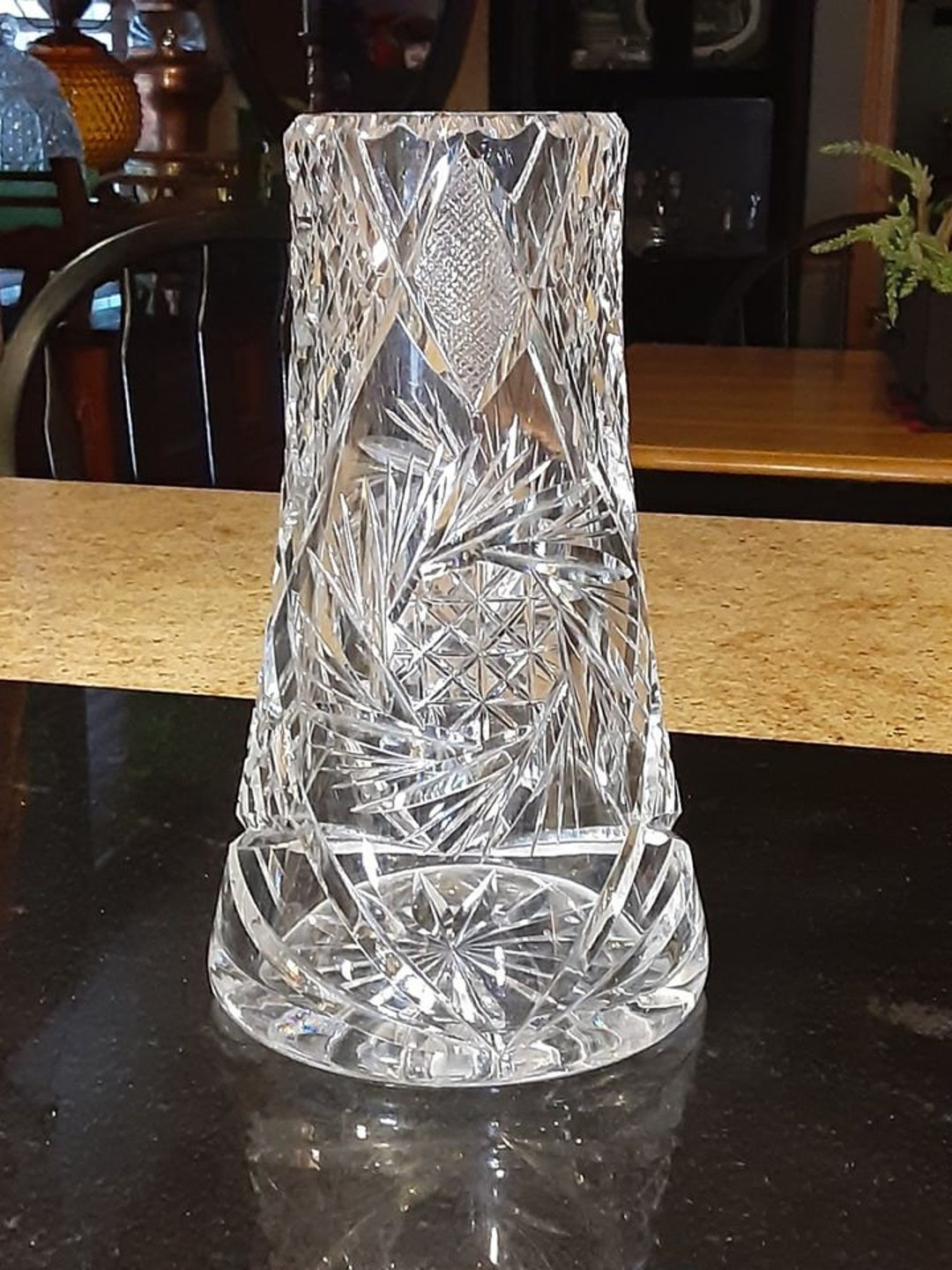 Vintage American Brilliant Cut Class Vase - Etsy