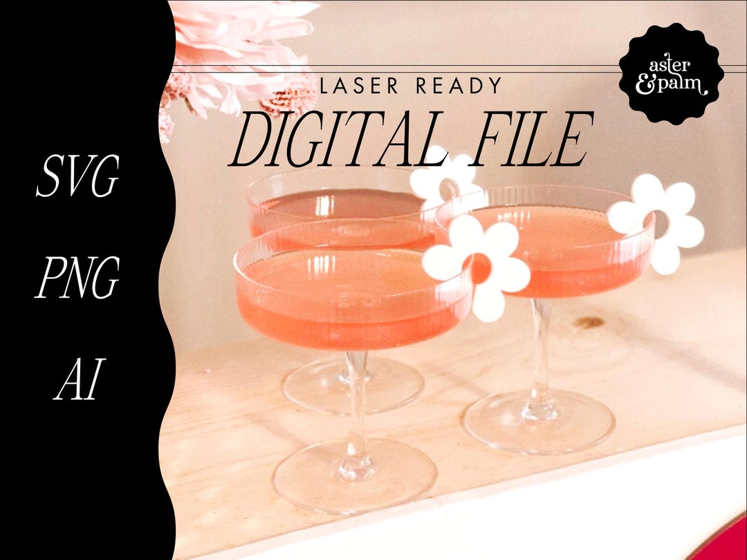 Digital Daisy Drink Tag File, SVG File, Laser Cut File, Drink Tags ...