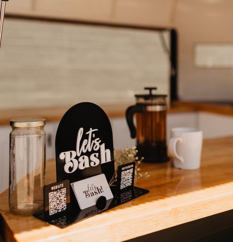 Table Top Logo Sign With QR Codes QR Code Display Sign - Etsy UK