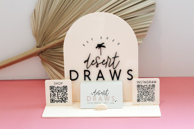 Table Top Logo Sign With QR Codes QR Code Display Sign | Etsy UK