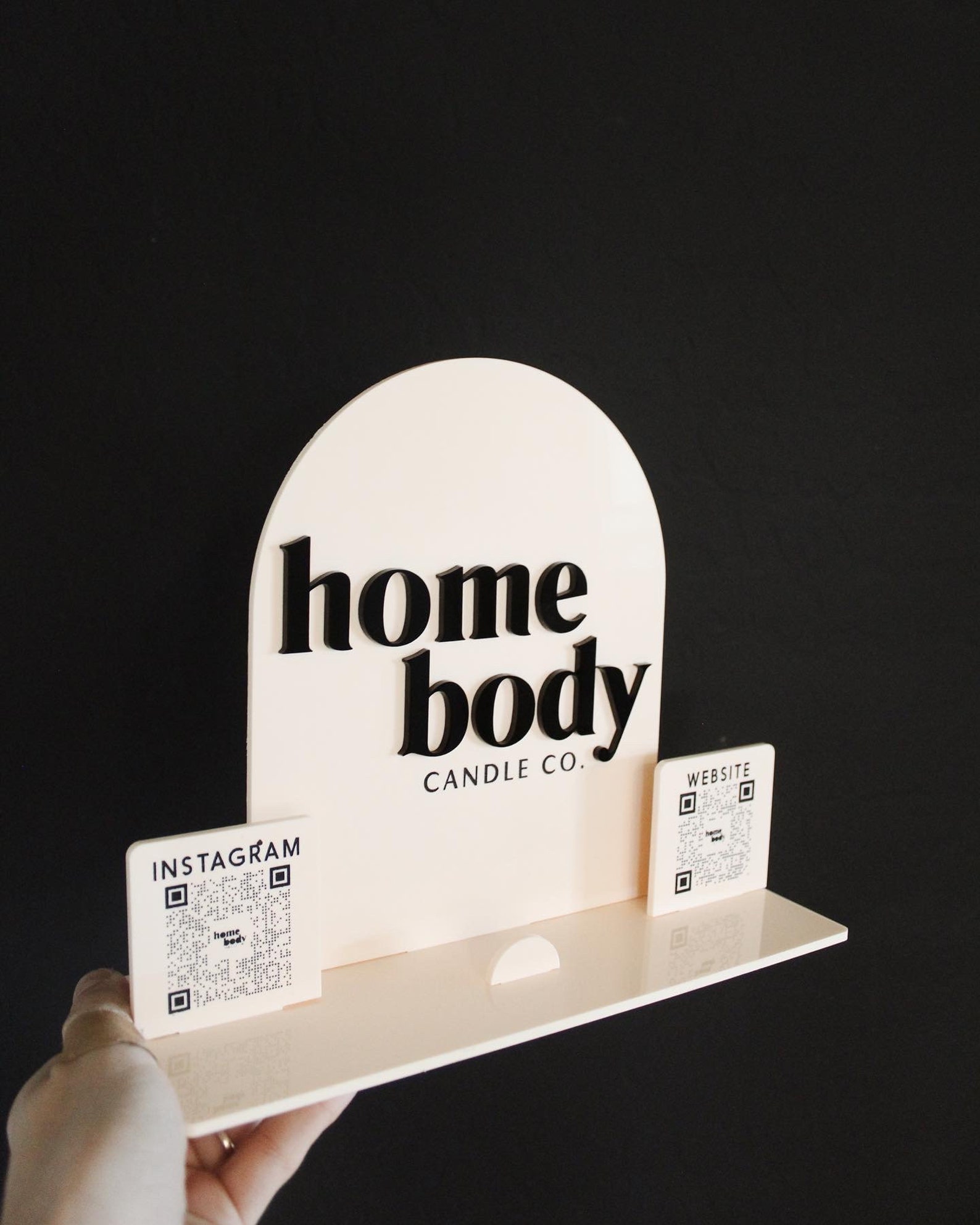 Table Top Logo Sign With QR Codes QR Code Display Sign - Etsy UK