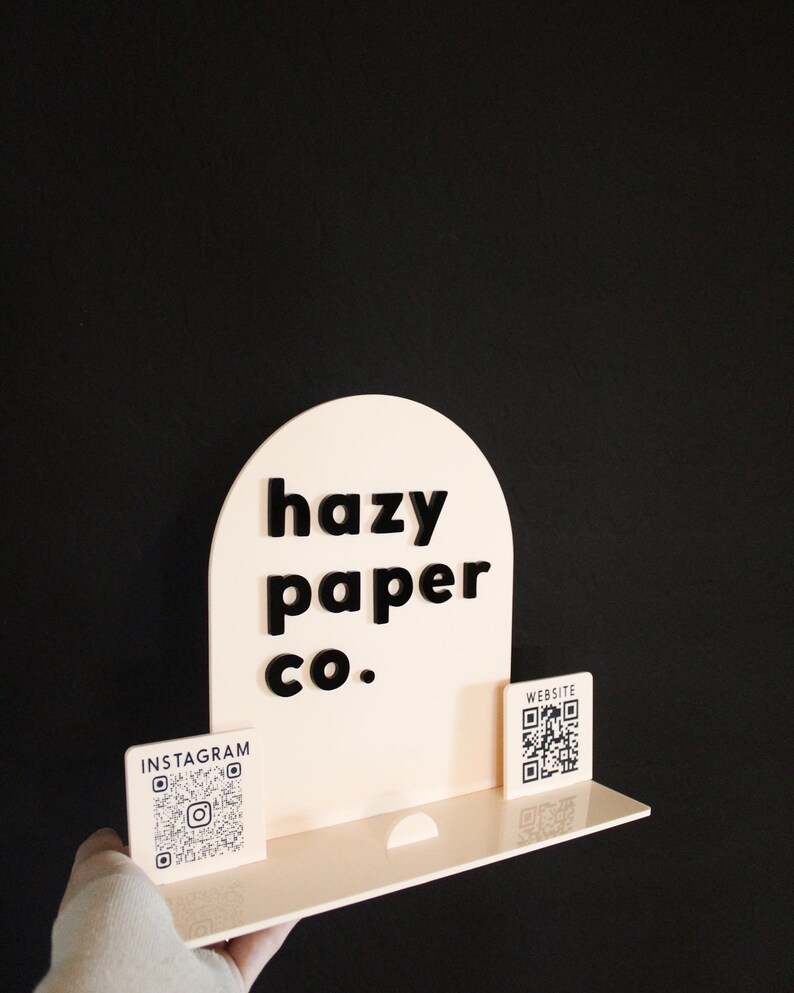 Table Top Logo Sign With QR Codes QR Code Display Sign - Etsy