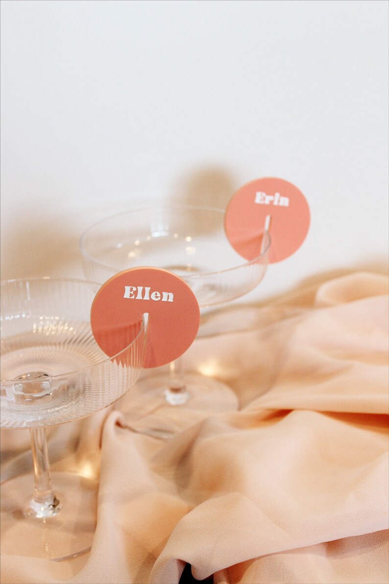 Retro Drink Tag Wedding Place Card Modern Drink Tag - Etsy